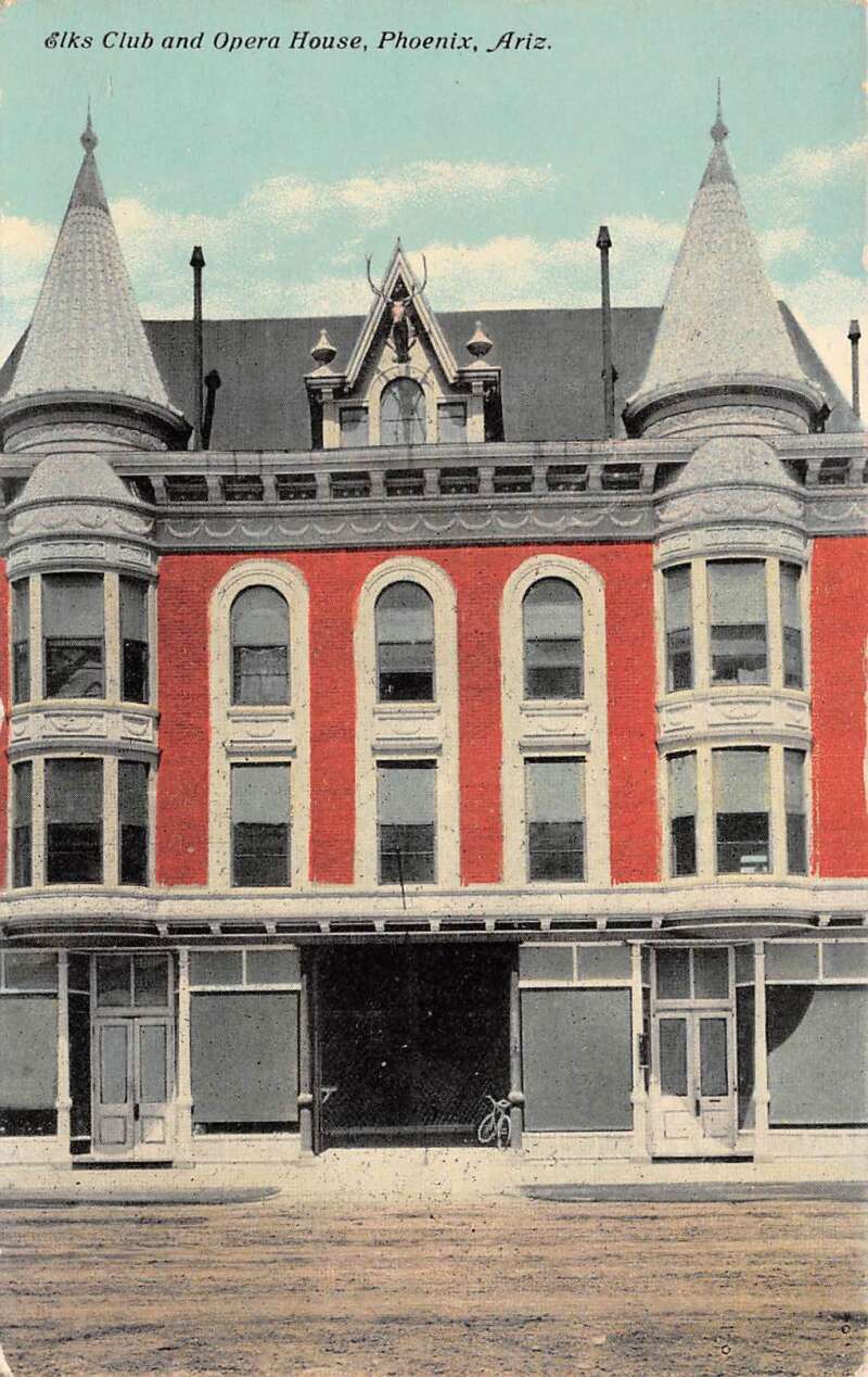 Phoenix Arizona Elks Club & Opera House, Color Lithograph, Vintage PC ...