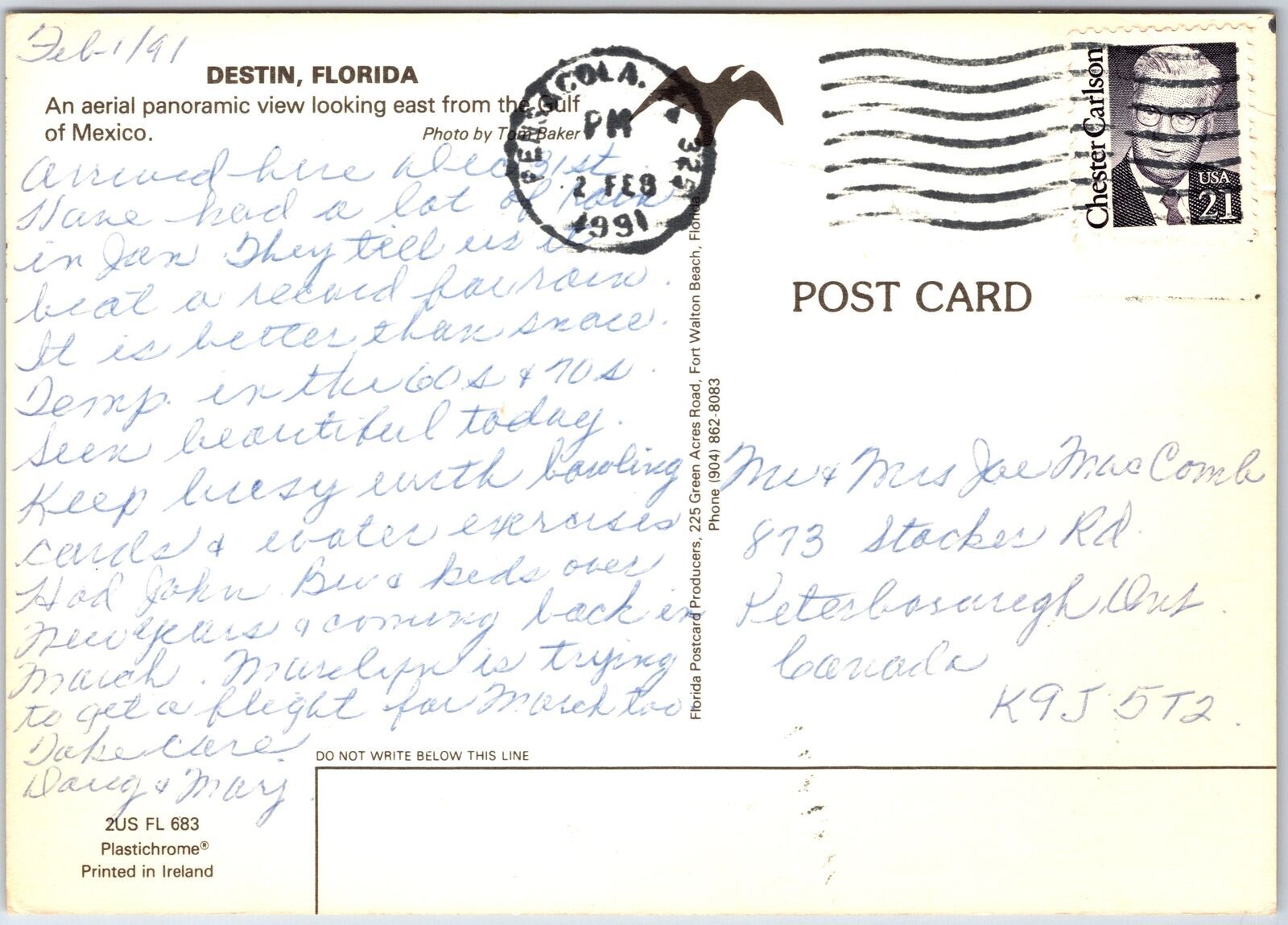 Vintage Continental Size Postcard "World's Whitest Beach" at Destin ...
