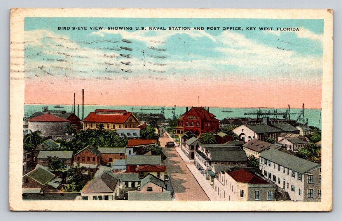 c1920s Aerial Birds Eye View Post Office US Naval Station Key West ...