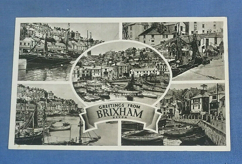 Vintage Multiview Postcard Greetings From Brixham Devon Postmarked 1954 ...