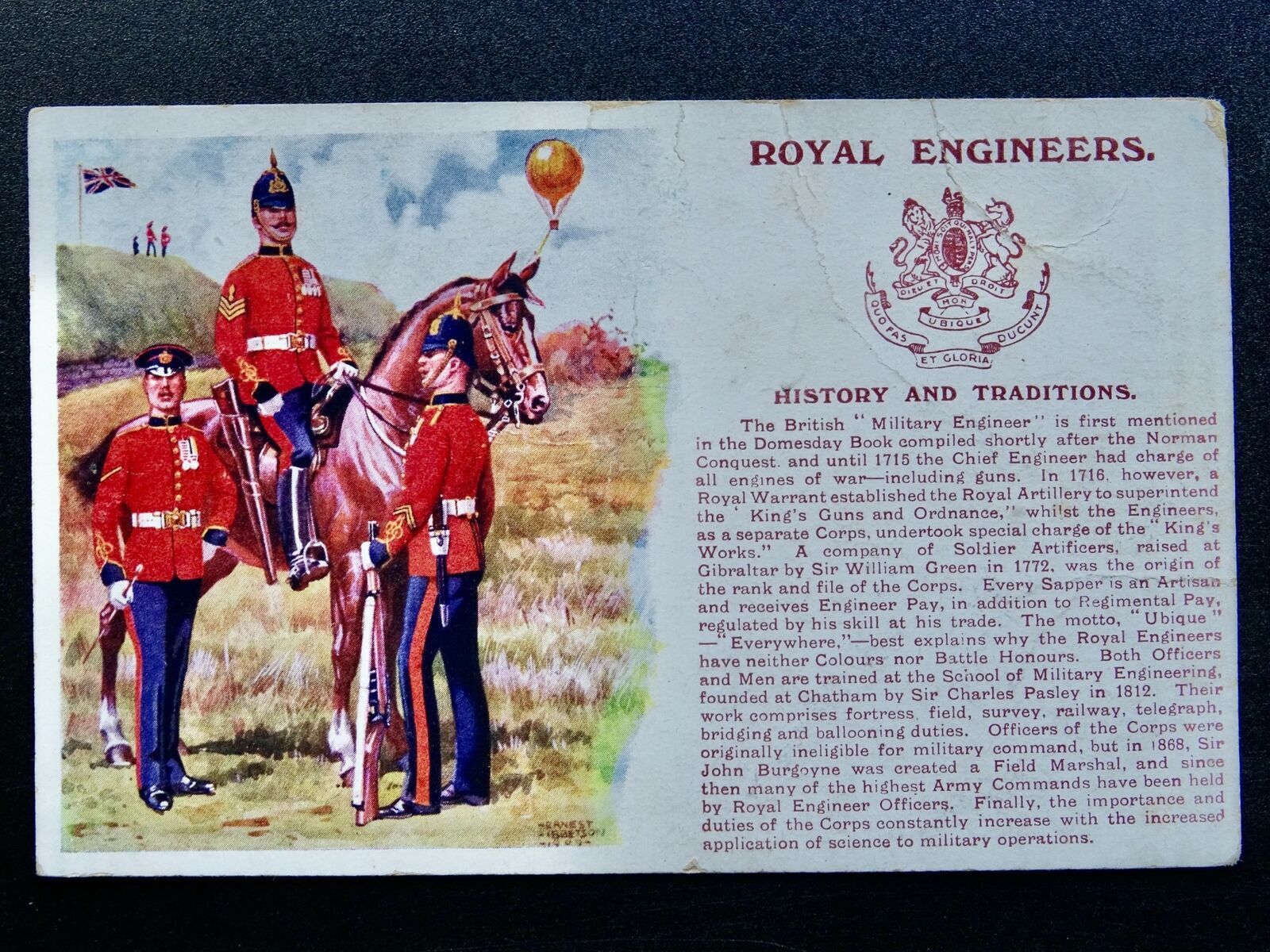 History & Tradition THE ROYAL ENGINEERS c1915 Postcard by Gale & Polden ...