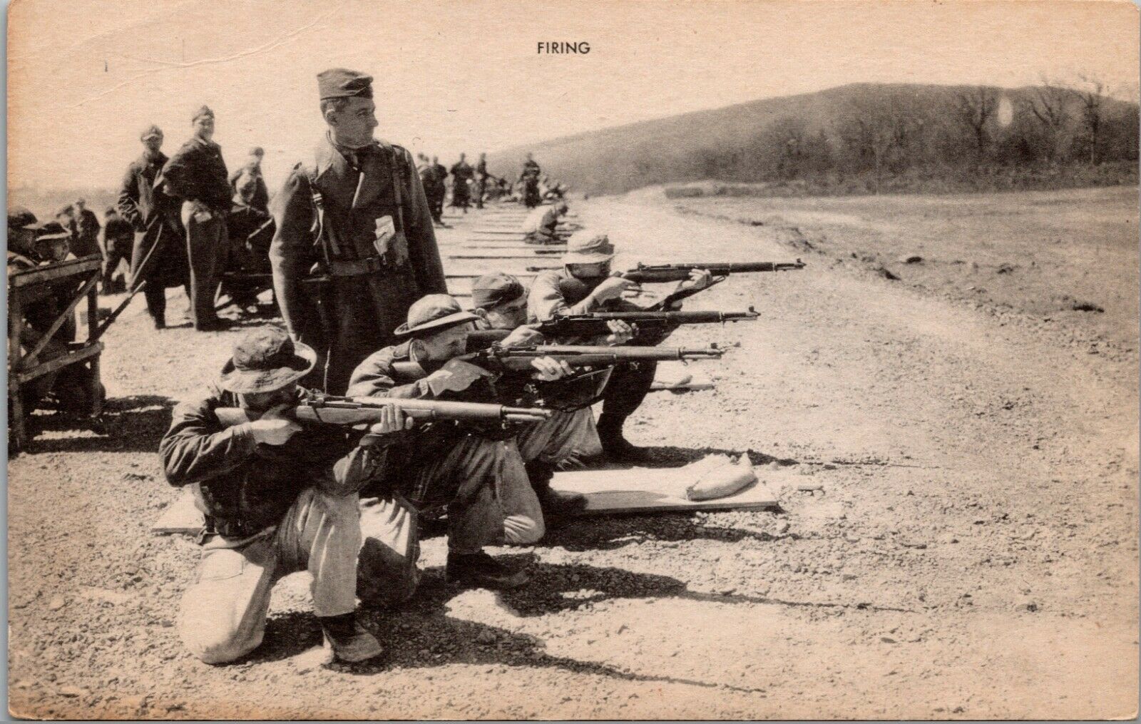 Military WWII Soldiers Firing Weapons At The Rifle Range WW2 Postcard ...