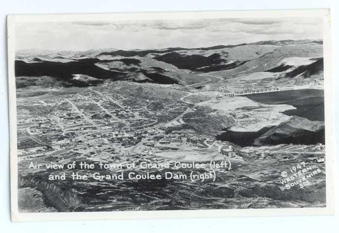 RPPC Air view of Town of Grand Coulee Washington WA | United States ...