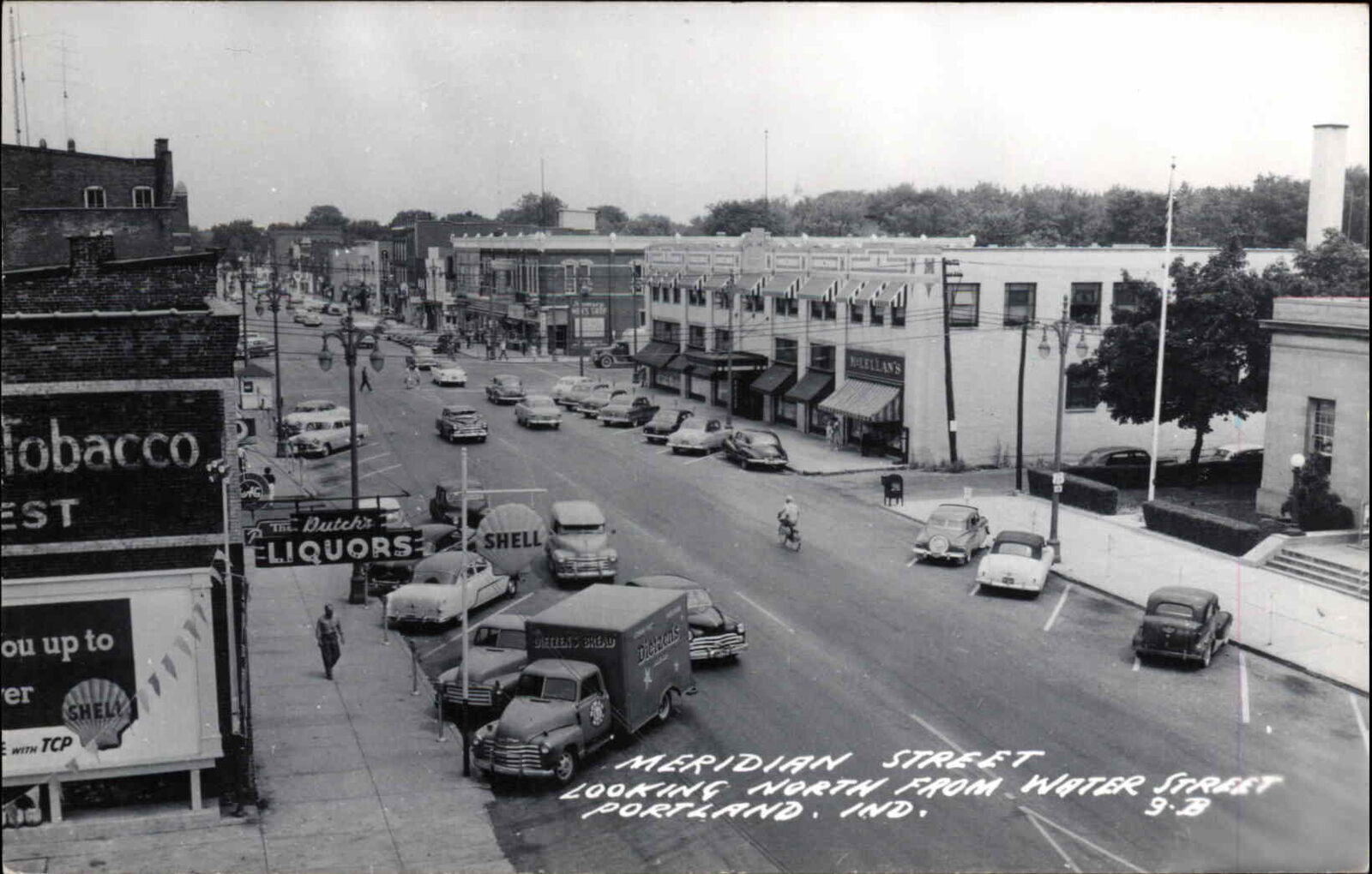 Portland IN Meridian St. From Water St. Truck Cars Signs Real Photo ...