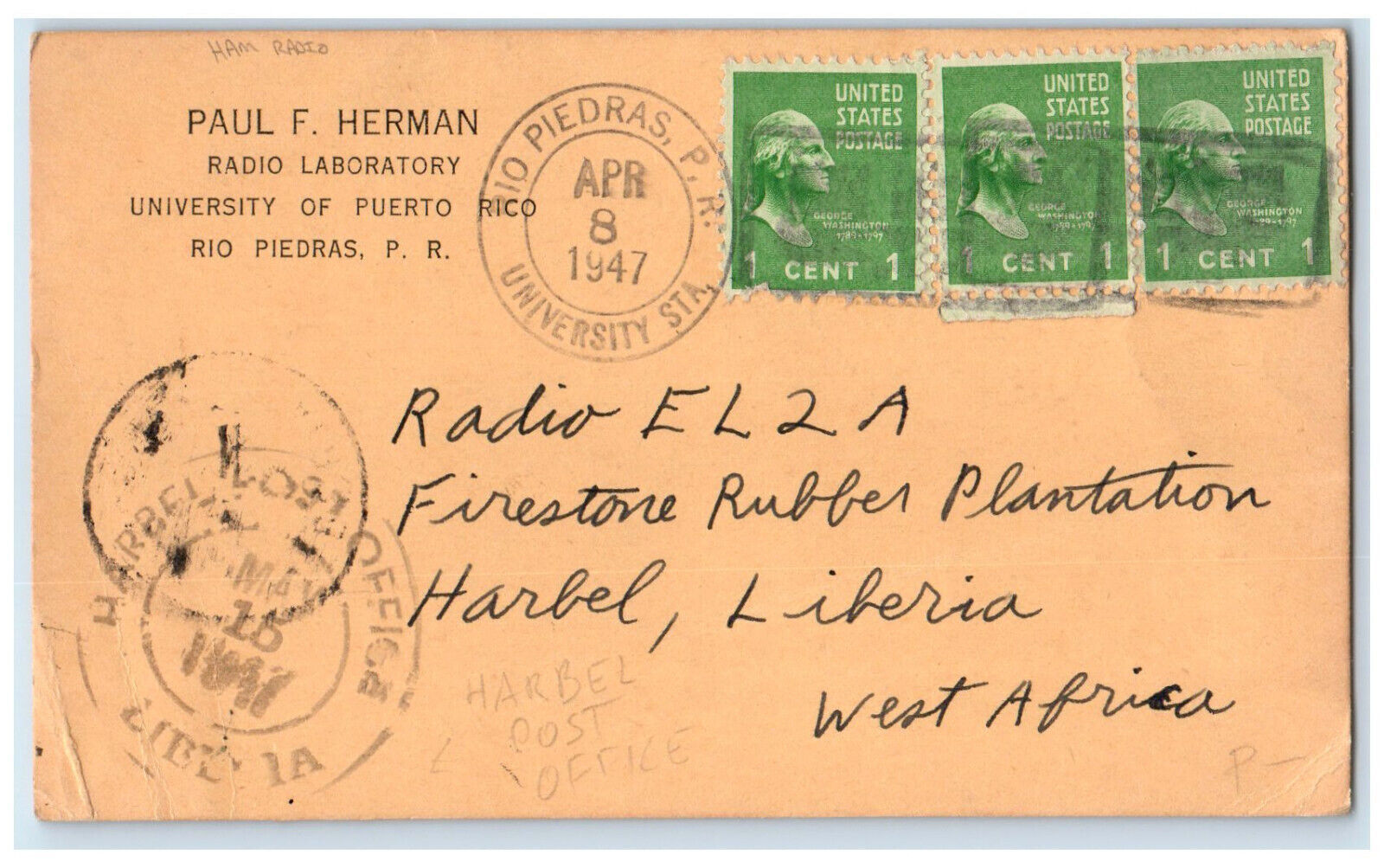 1947 Ham Radio KP4CE Rio Piedras Paul Herman Radio Lab Puerto Rico ...