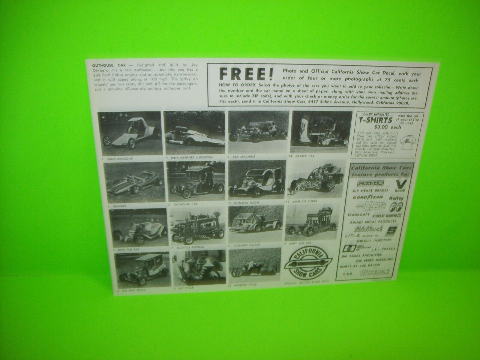 Outhouse Hot Rod Race California Show Car Original Photo Print Jay ...
