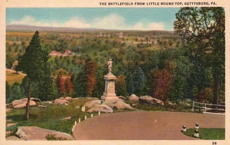 Vintage Postcard The Battlefield From Little Round Top Gettysburg ...