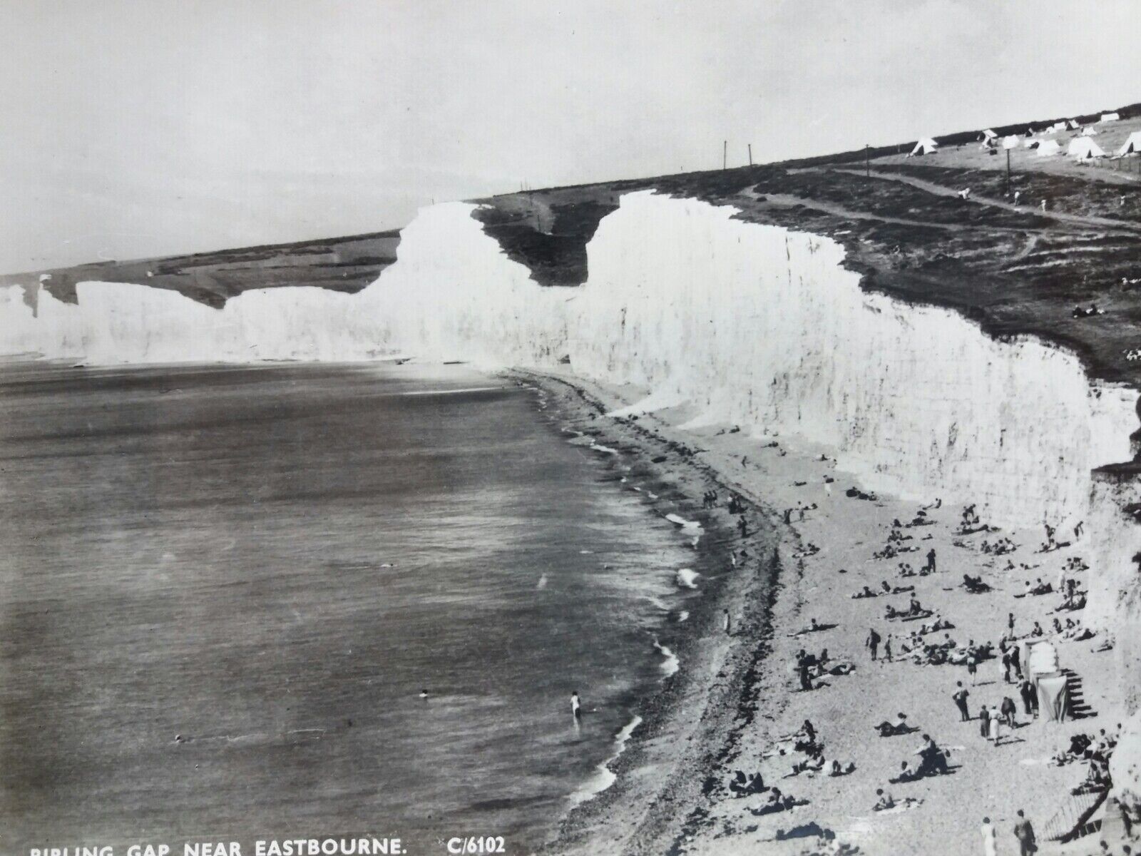 Birling Gap Eastbourne Sussex Vintage Norman RP Postcard 1950s Tents ...