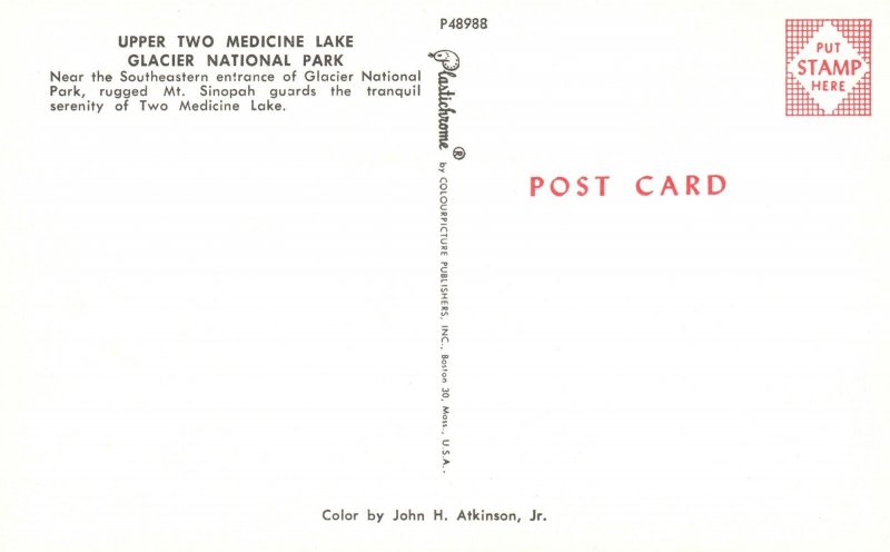 Vintage Postcard Upper Two Medicine Lake Glacier National Park | Other ...