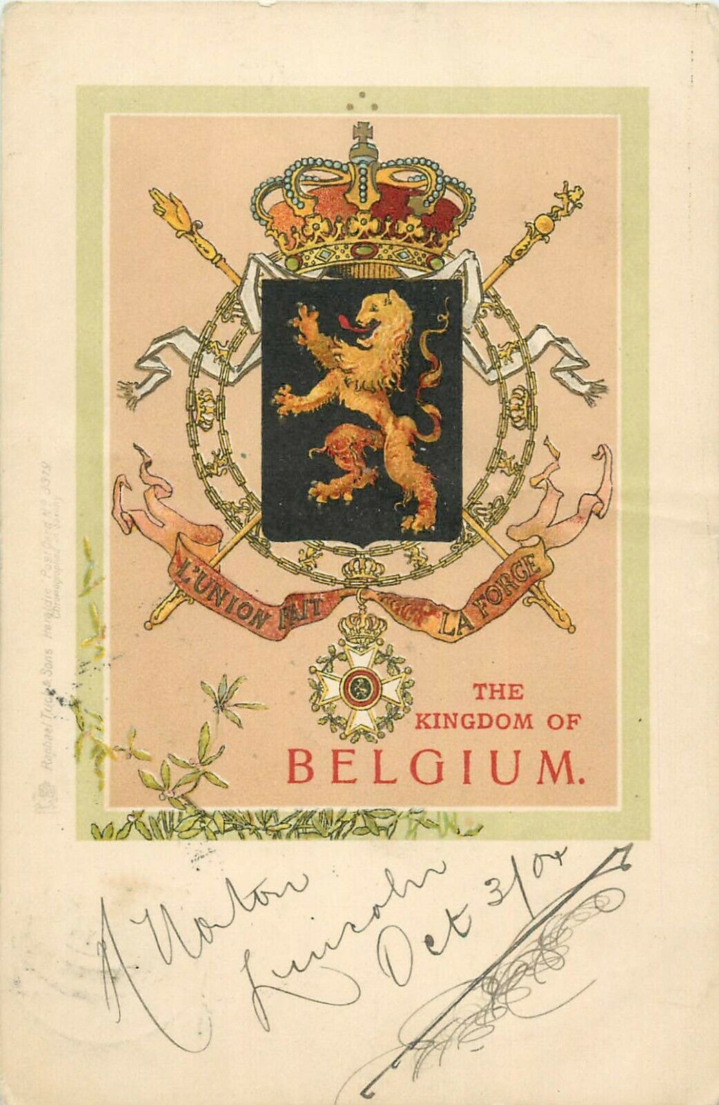 The Kingdom of Belgium 1904 heraldry crest coat of arms crown patriotic ...