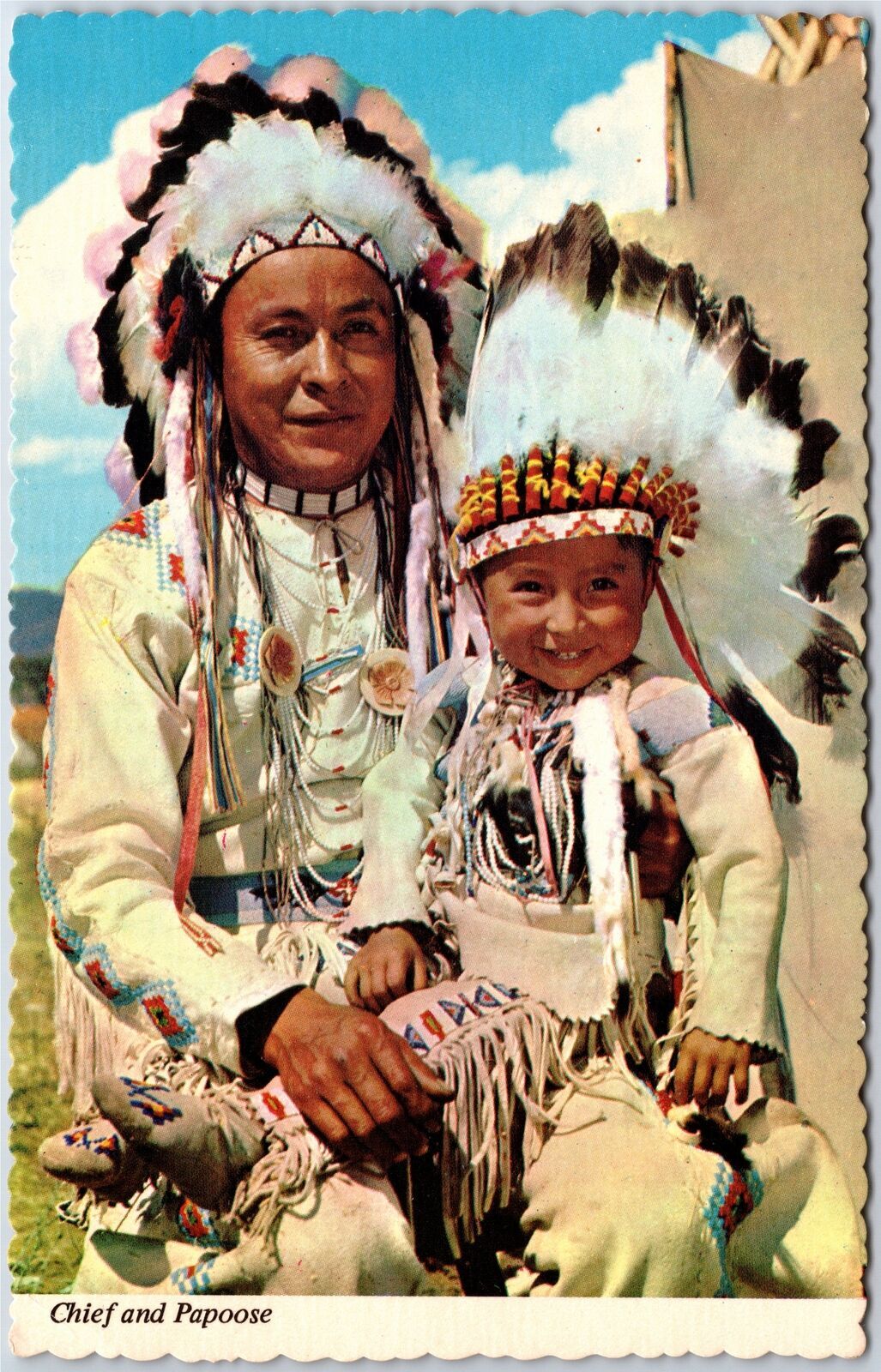 Vintage Postcard Chief and Papoose Native American Indians North ...