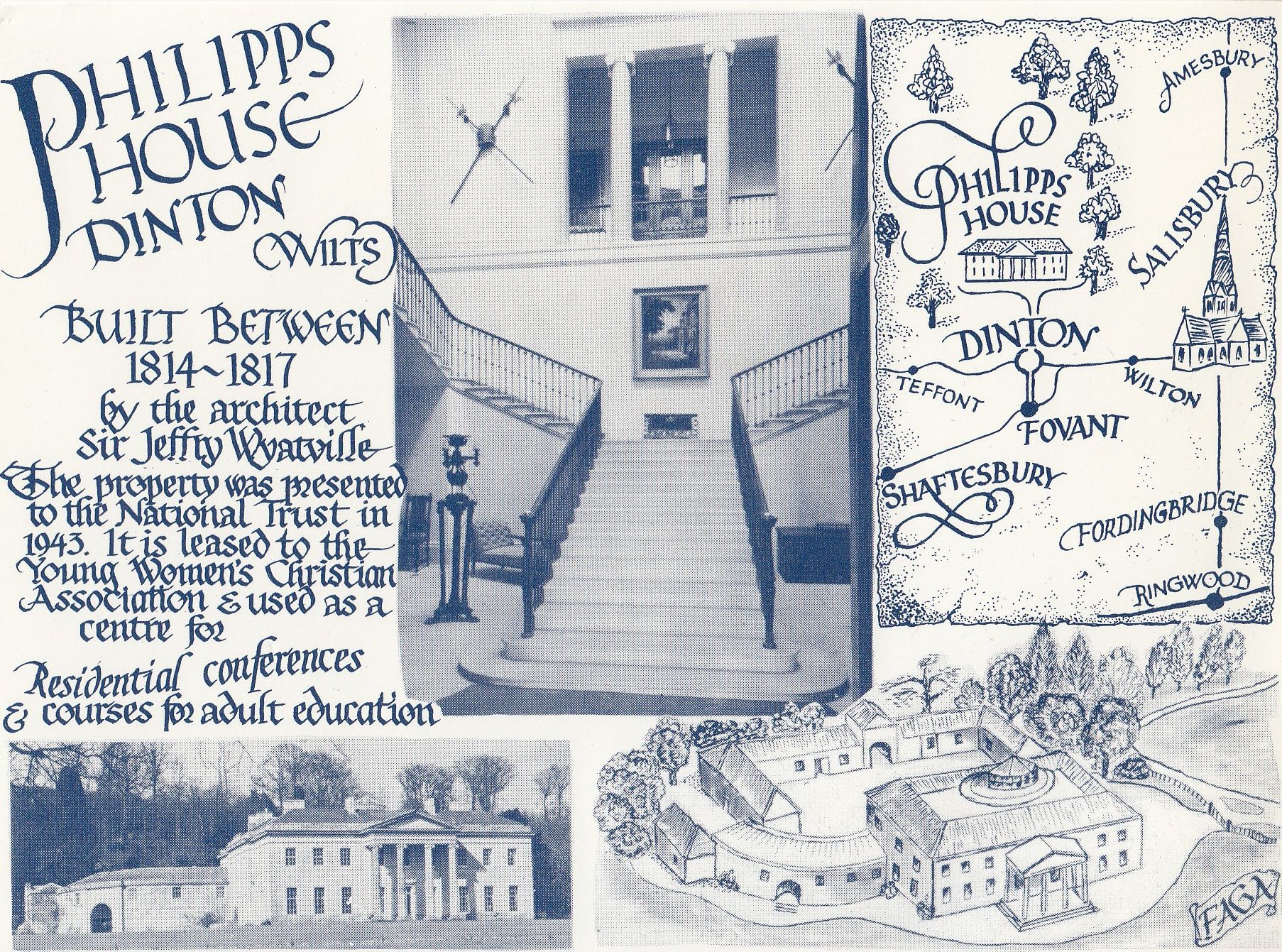 Philipps House Dinton Wiltshire YMCA History Map Postcard | Europe ...