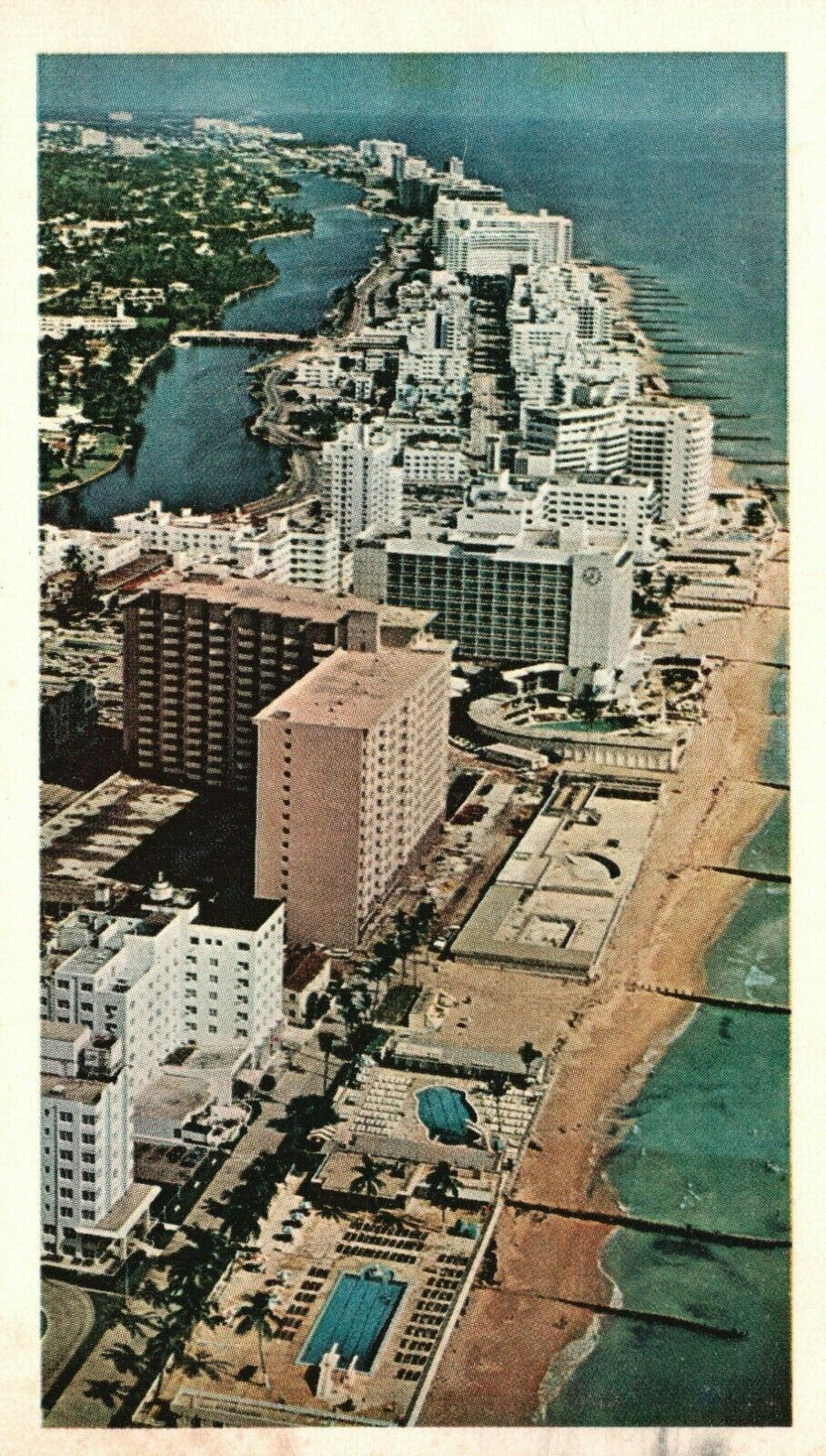 Vintage Postcard Hotel Row Miami Beach Collins Ave Ocean Front FL ...