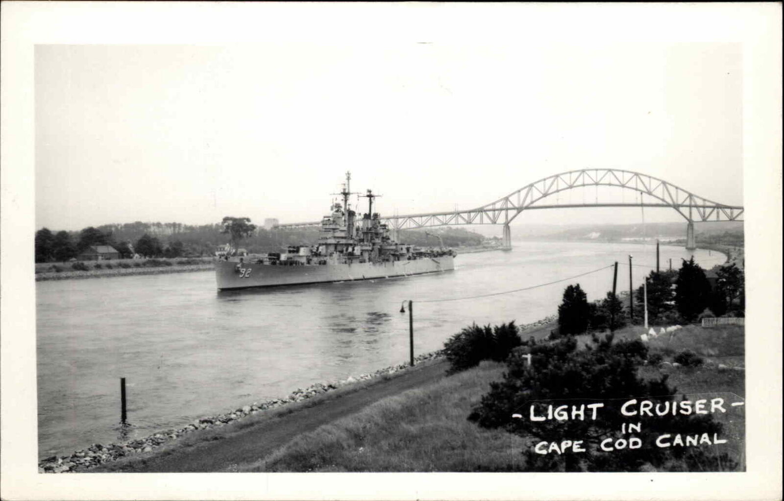 Cape Cod Canal Massachusetts MA Battleship Cruiser Real Photo Vintage ...