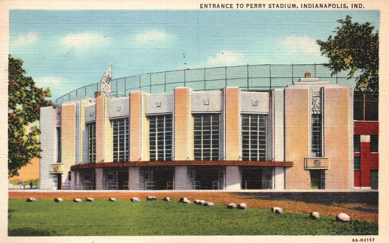 Vintage Postcard 1941 Entrance Perry Stadium Indianapolis Indiana De ...