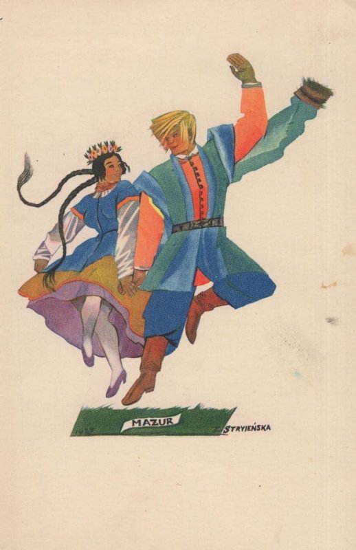 Mazur Polish Antique Folk Dance Dancing Postcard | Europe - Poland ...