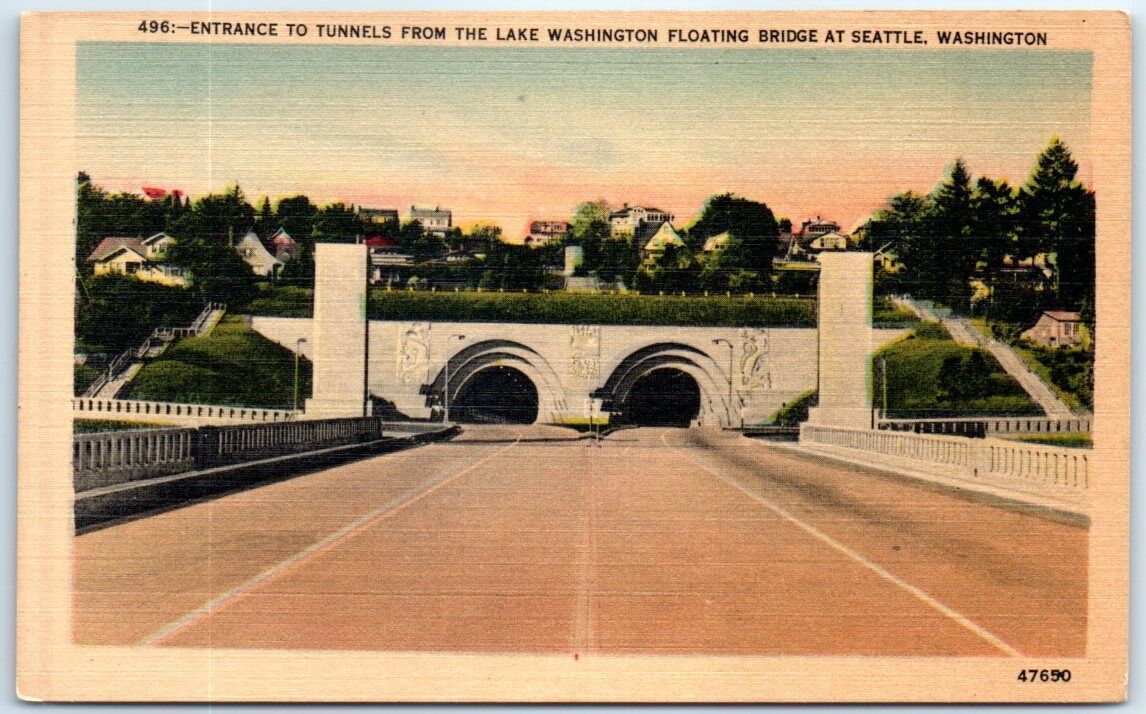 Entrance To Tunnels From The Lake Washington Floating Bridge At Seattle ...