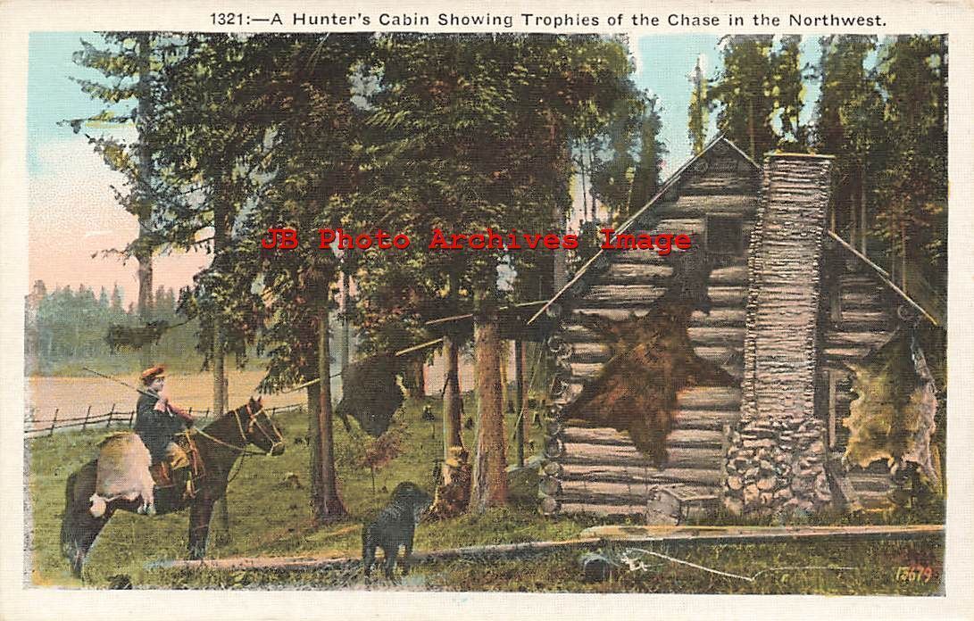 Hunting, Hunter's Cabin Showing Trophies in Northwest, Bear Skin ...