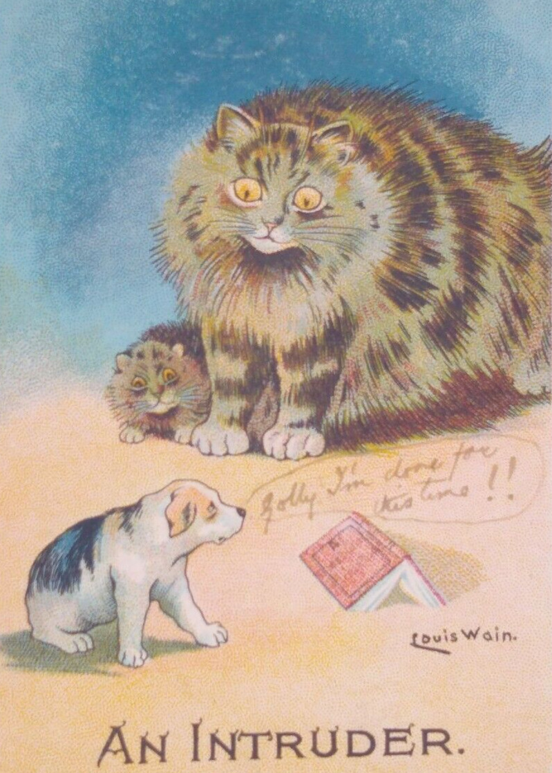 1904 Louis Wain Anthropomorphic Cats An Intruder Comical Series Vtg ...