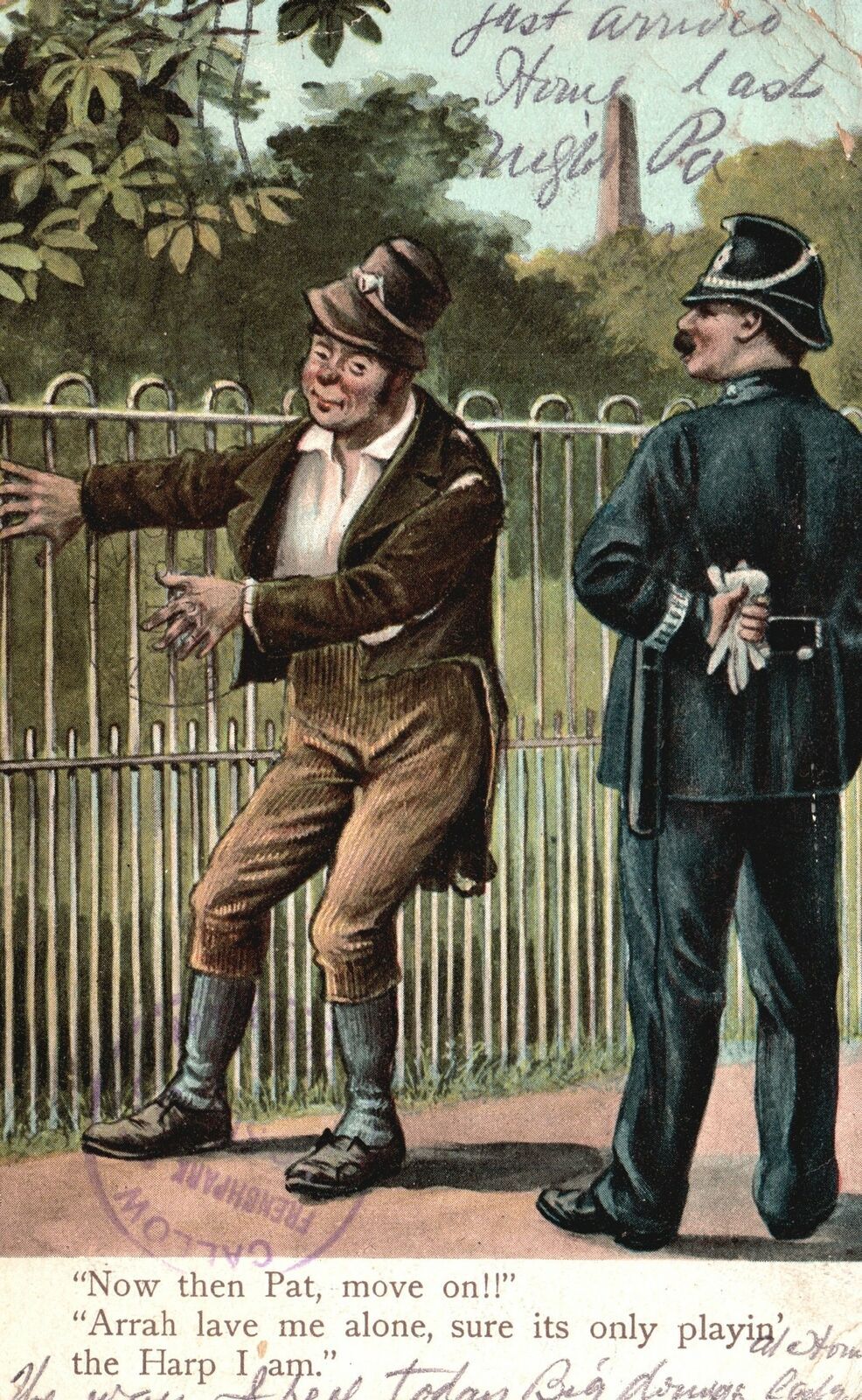 Vintage Postcard Now Then Pat Move On Arrah And Pat Two Men on Street ...