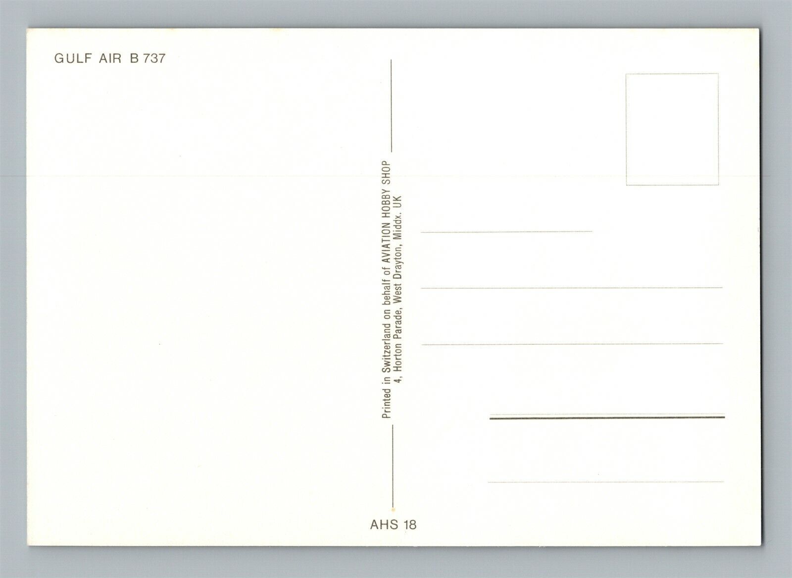 Airplane Postcard Gulf Air Airlines Bahrain Golden Falcon Boeing 737 ...
