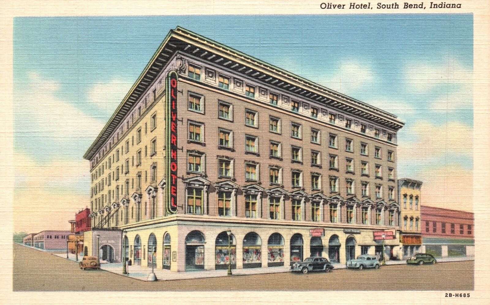 1948 Oliver Hotel High-Rise Bldg. & Street View South Blend IN Posted ...