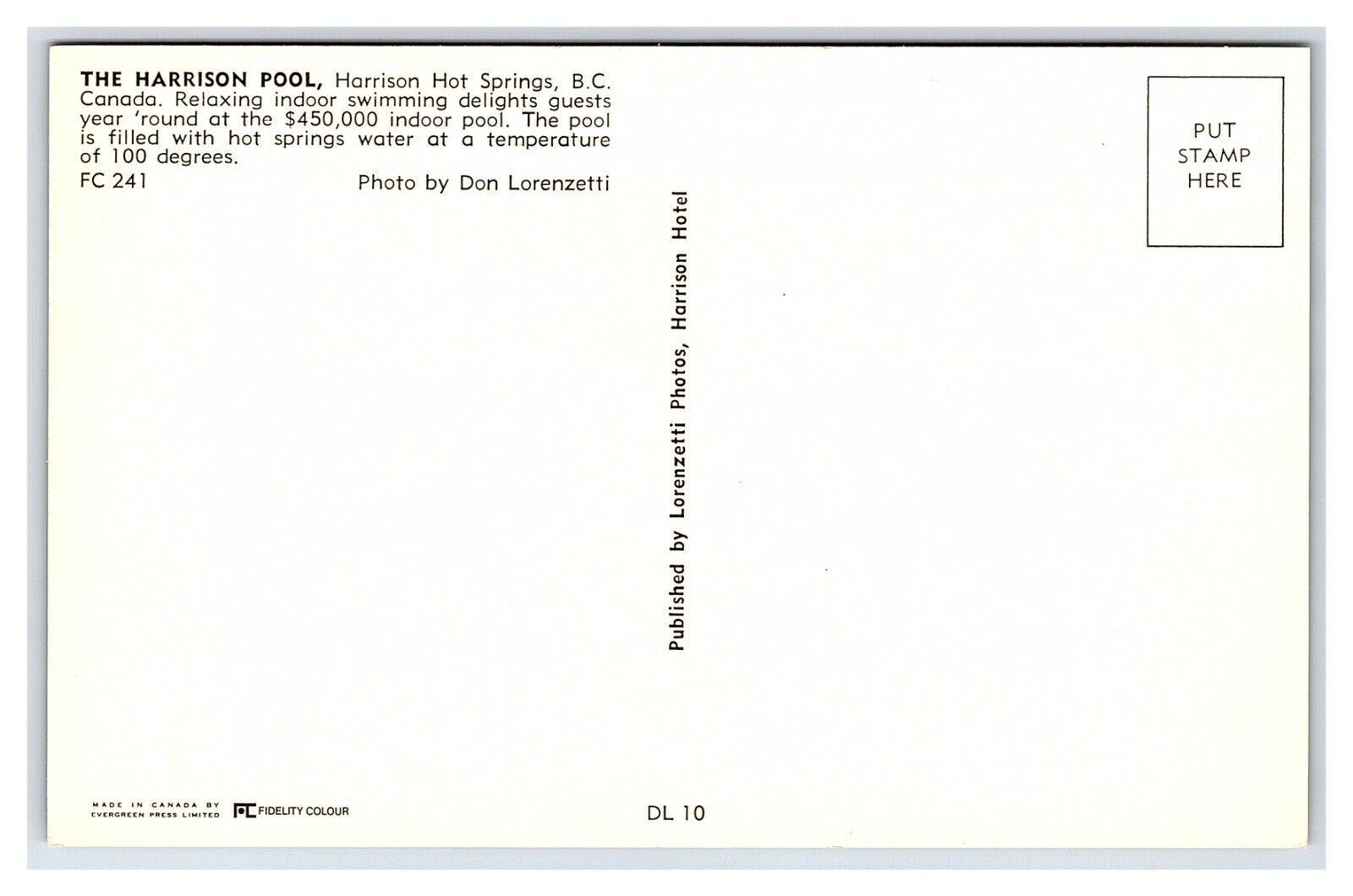 The Harrison Pool Harrison Hot Springs B. C. Canada Postcard Indoor ...