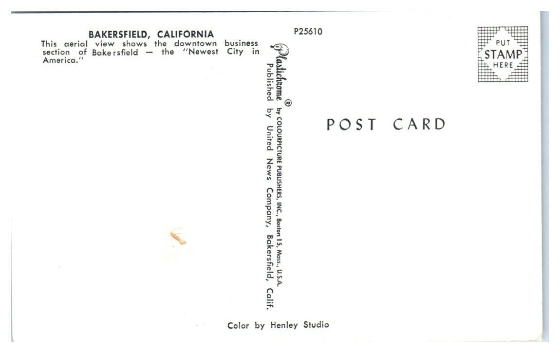 1960s Aerial View of Downtown Bakersfield, CA Postcard | United States ...