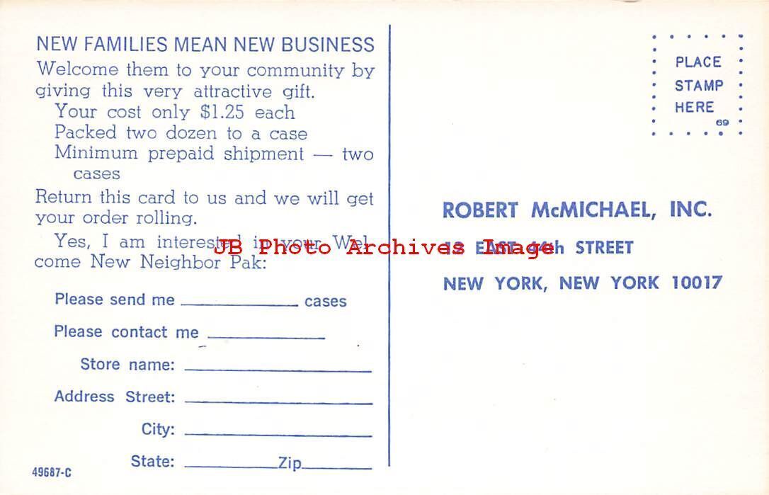 Advertising Postcard, Robert McMichael Welcome New Neighbor Gift Pack ...