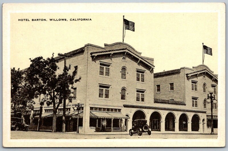 Willows California 1920s Postcard Hotel Barton Flag Cars | Ephemera ...