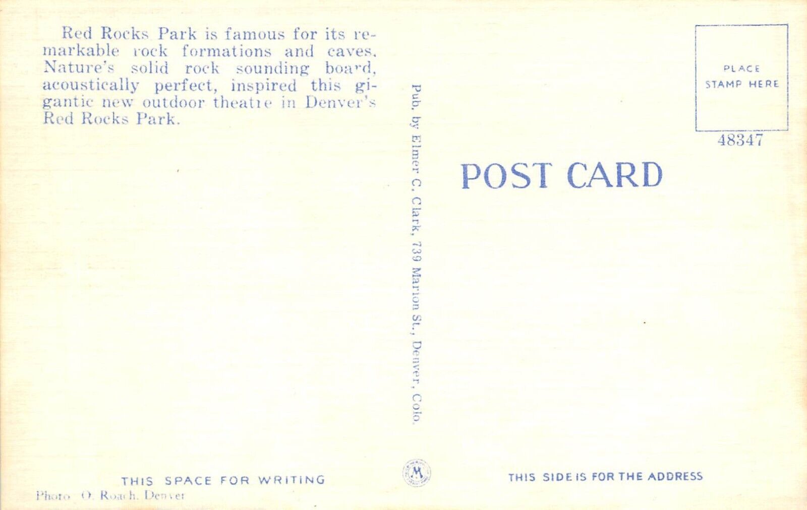 Denver Colorado 1940s Postcard Amphitheatre Red Rocks Park | United ...