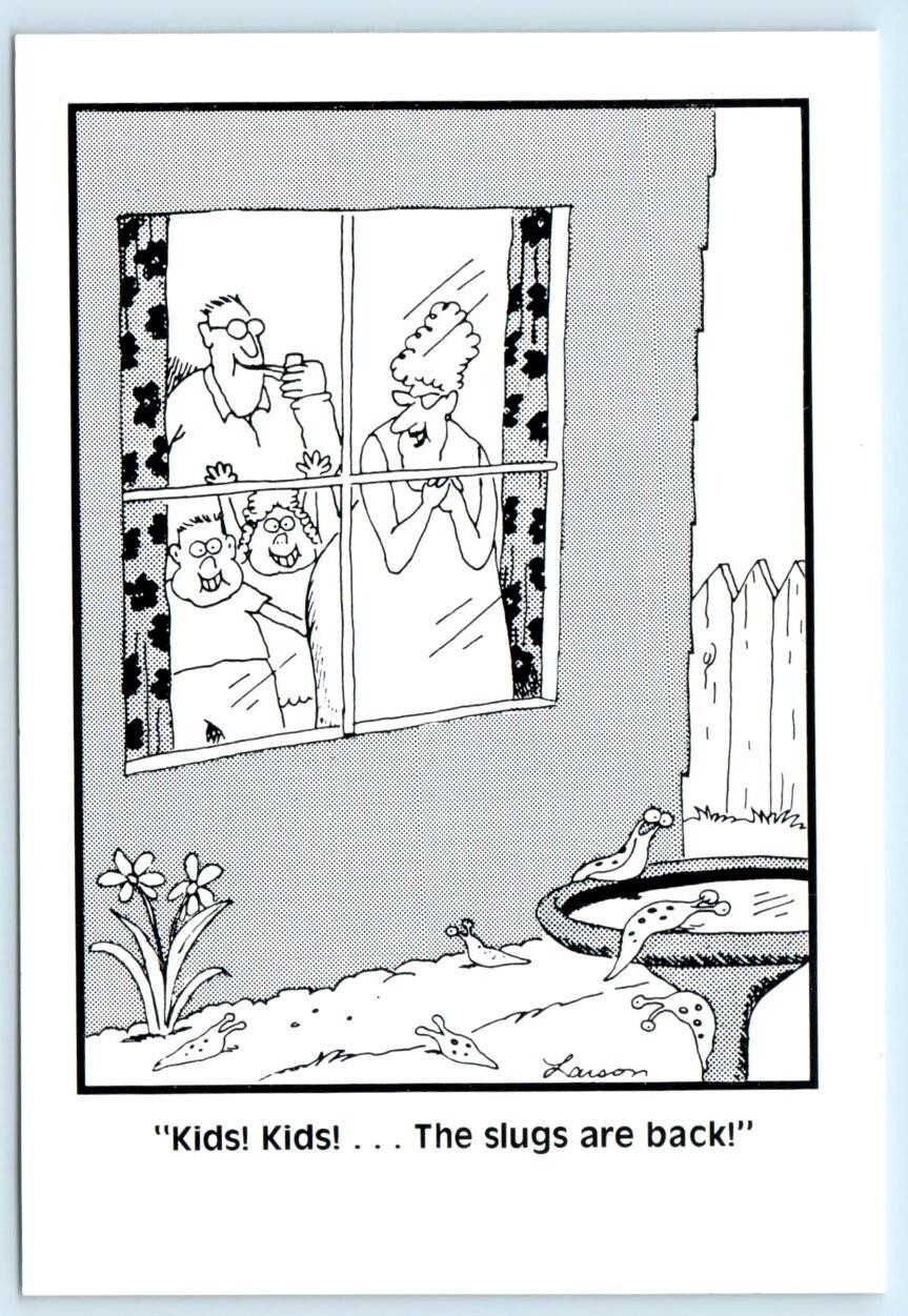 2 Postcards GARY LARSON Comic Art "THE SLUGS ARE BACK" 1983 Far Side 4 ...