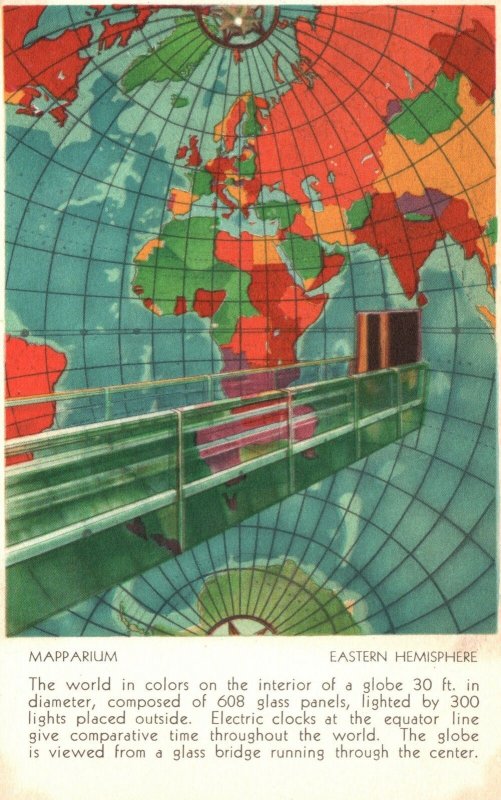 Vintage Postcard Mapparium Eastern Hemisphere Boston Massachusetts TCSP ...
