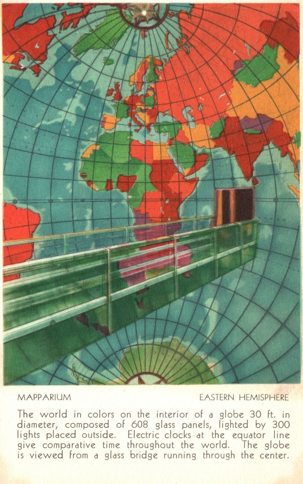 Vintage Postcard Mapparium Eastern Hemisphere Boston Massachusetts TCSP ...