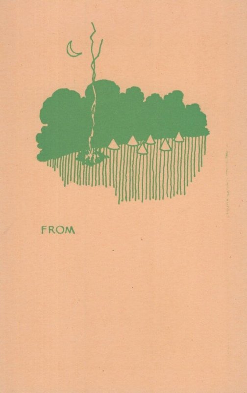 Camp Fire Crescent Moon Tent Boy Scouts Girl Guides Old Greetings ...