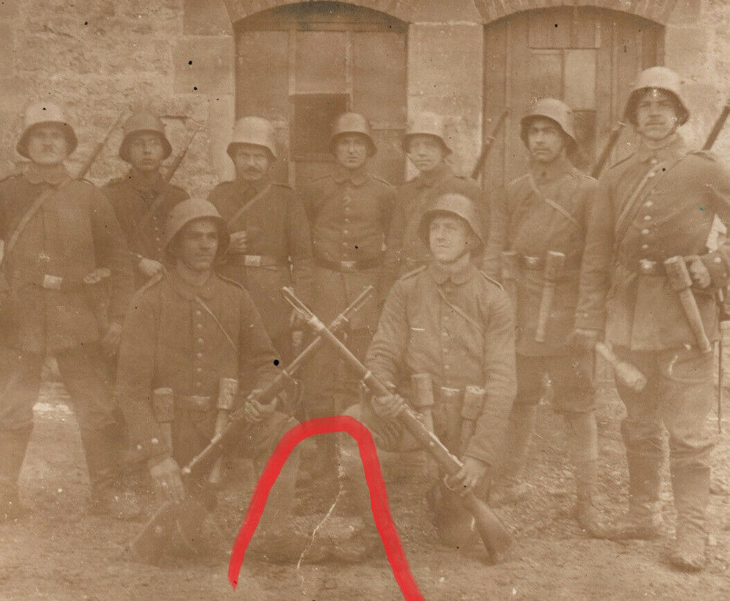 WW1 German Stormtroopers Grenades Rifles Iron Cross M16 Helmet Rppc ...