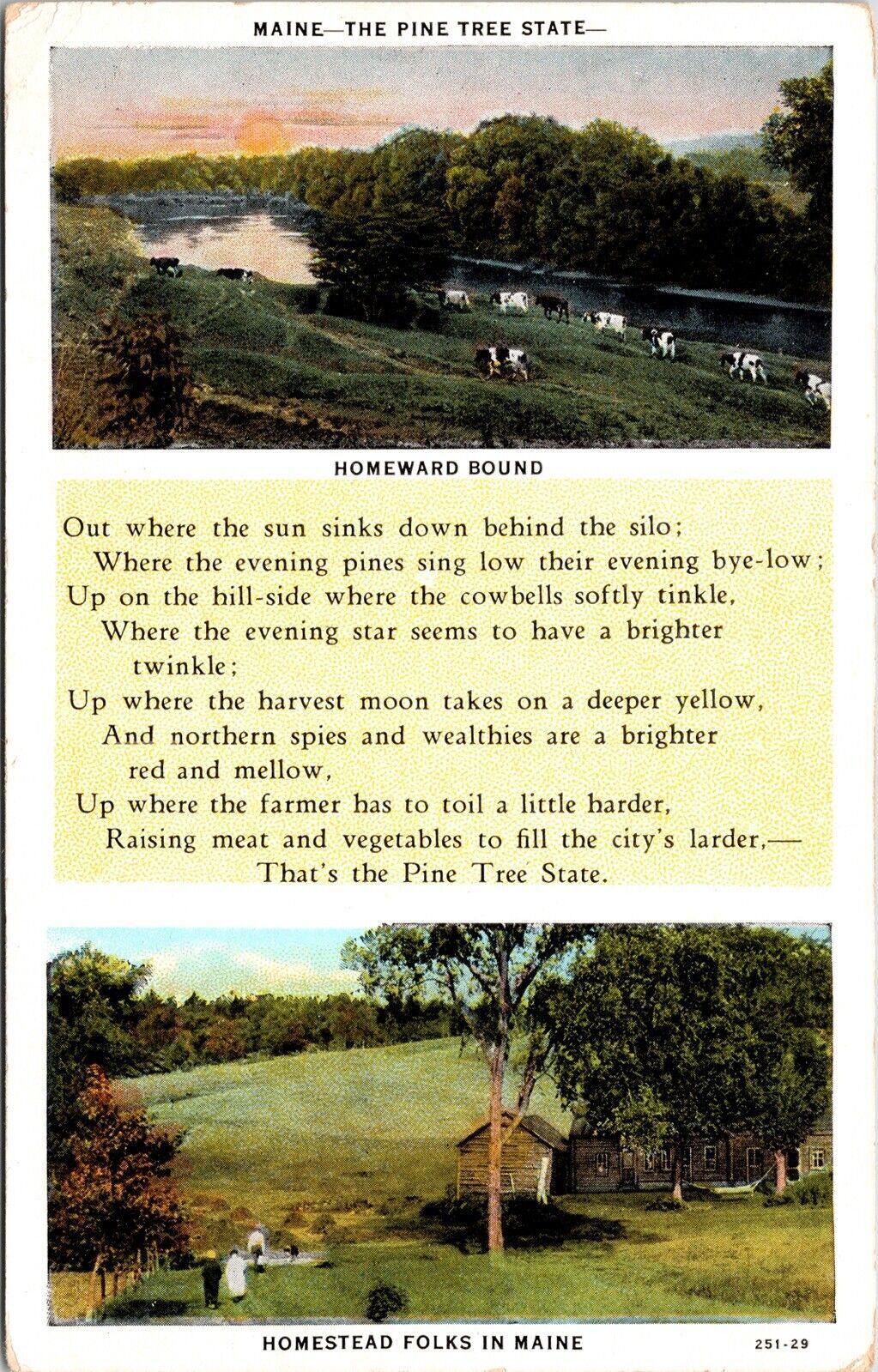 Maine Pine Tree State Poem Homeward Bound Homestead Folks Me Postcard ...