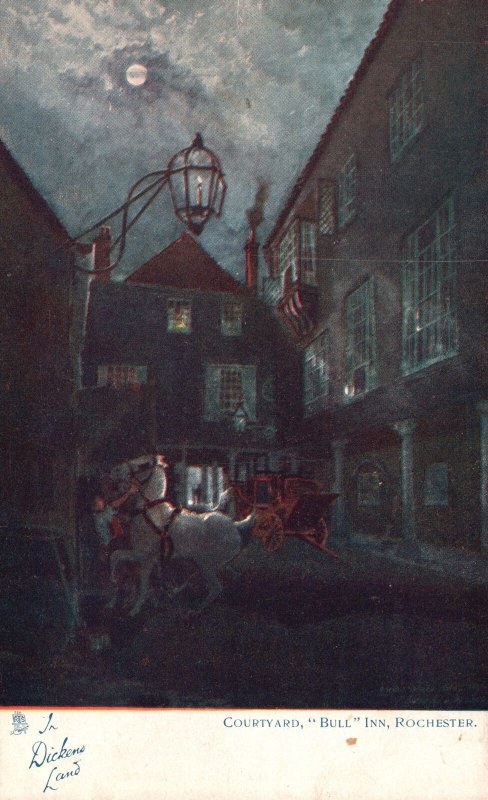 Vintage Postcard Courtyard Bull Inn Rochester England Raphael Tuck ...