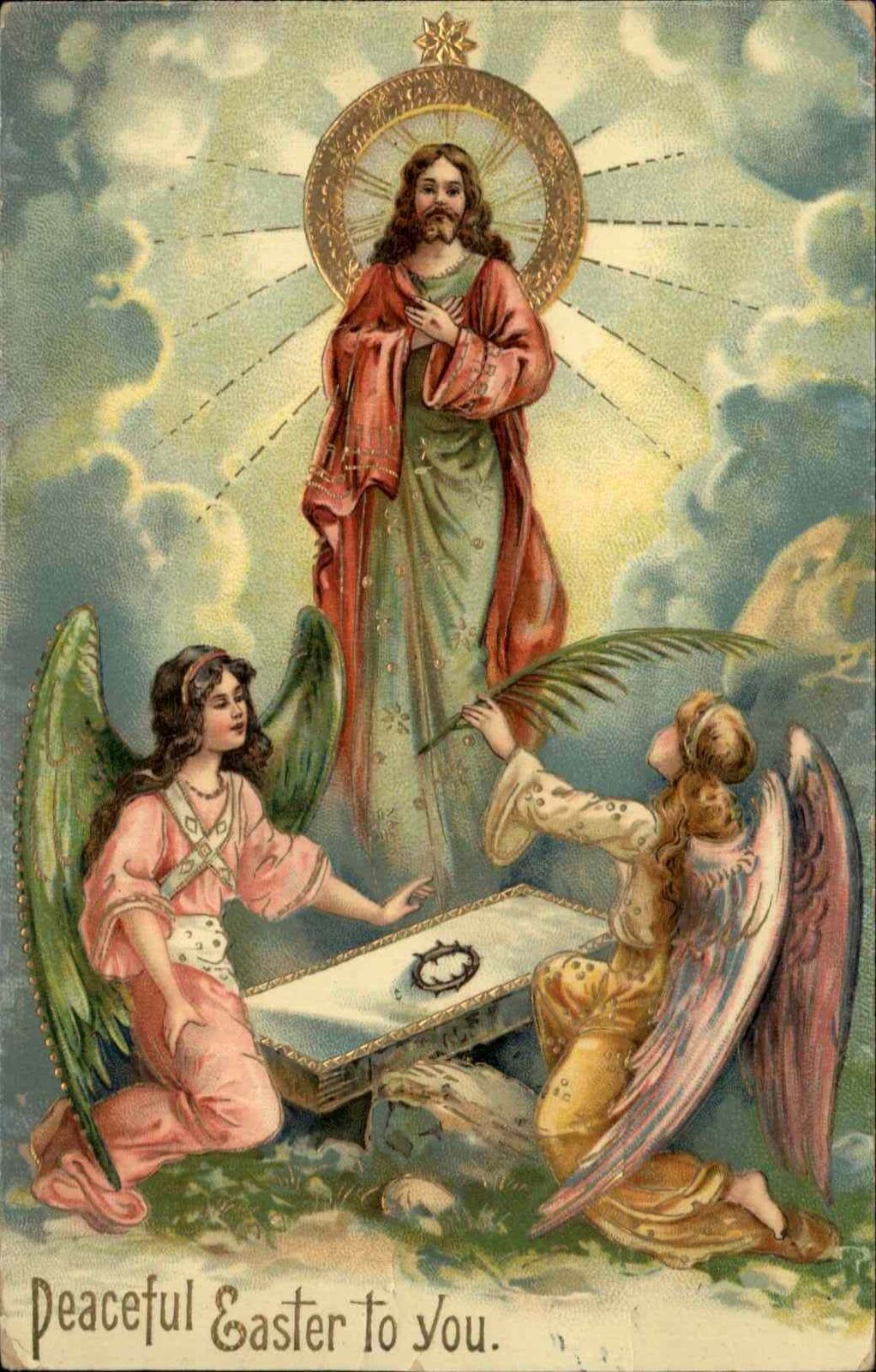 PFB 9324 Easter Angels See Jesus Christ Risen Resurrection c1910 Gel ...