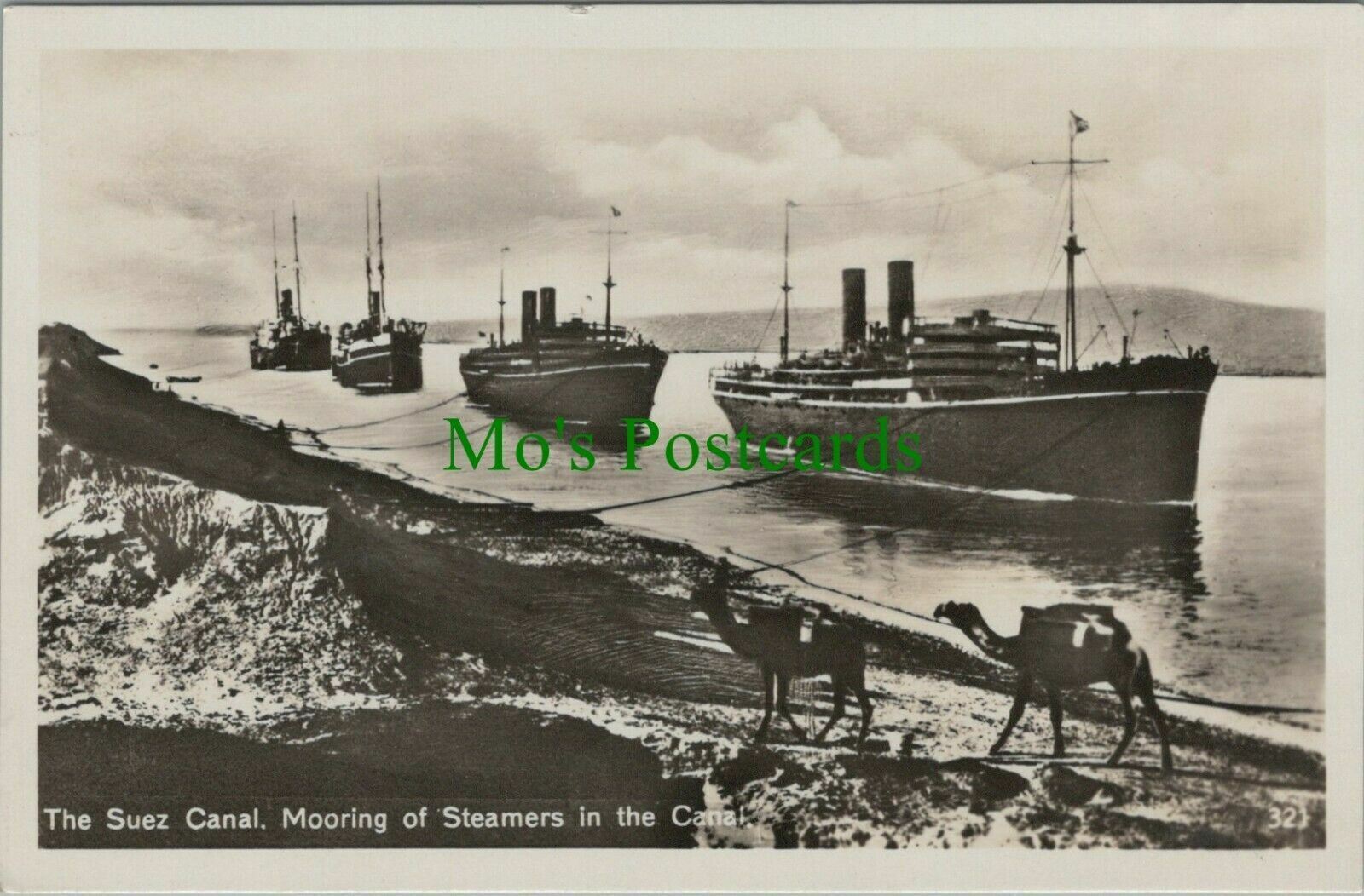 Egypt Postcard - The Suez Canal, Mooring of Steamers in The Canal ...
