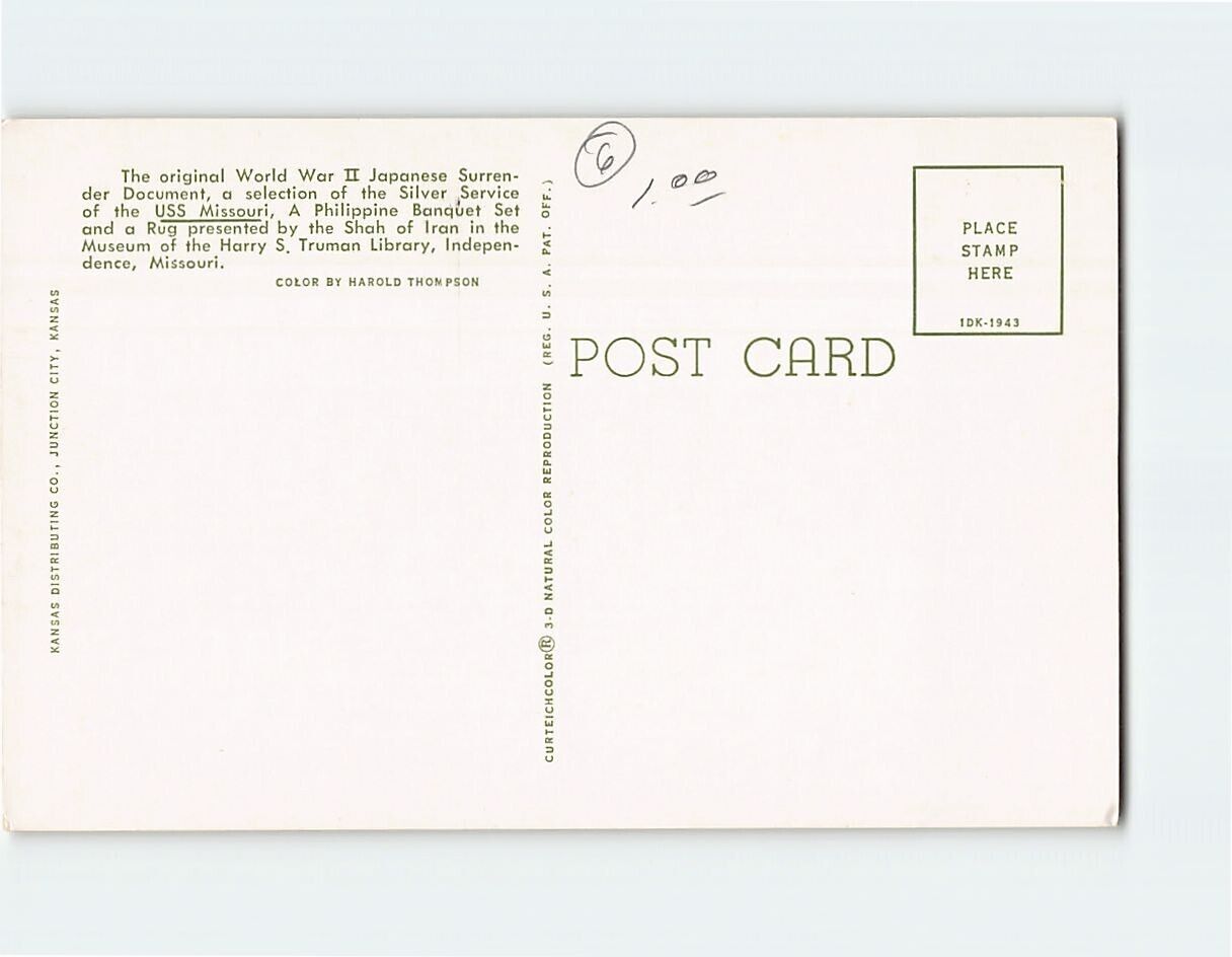 Postcard Original World War II Japanese Surrender Document ...