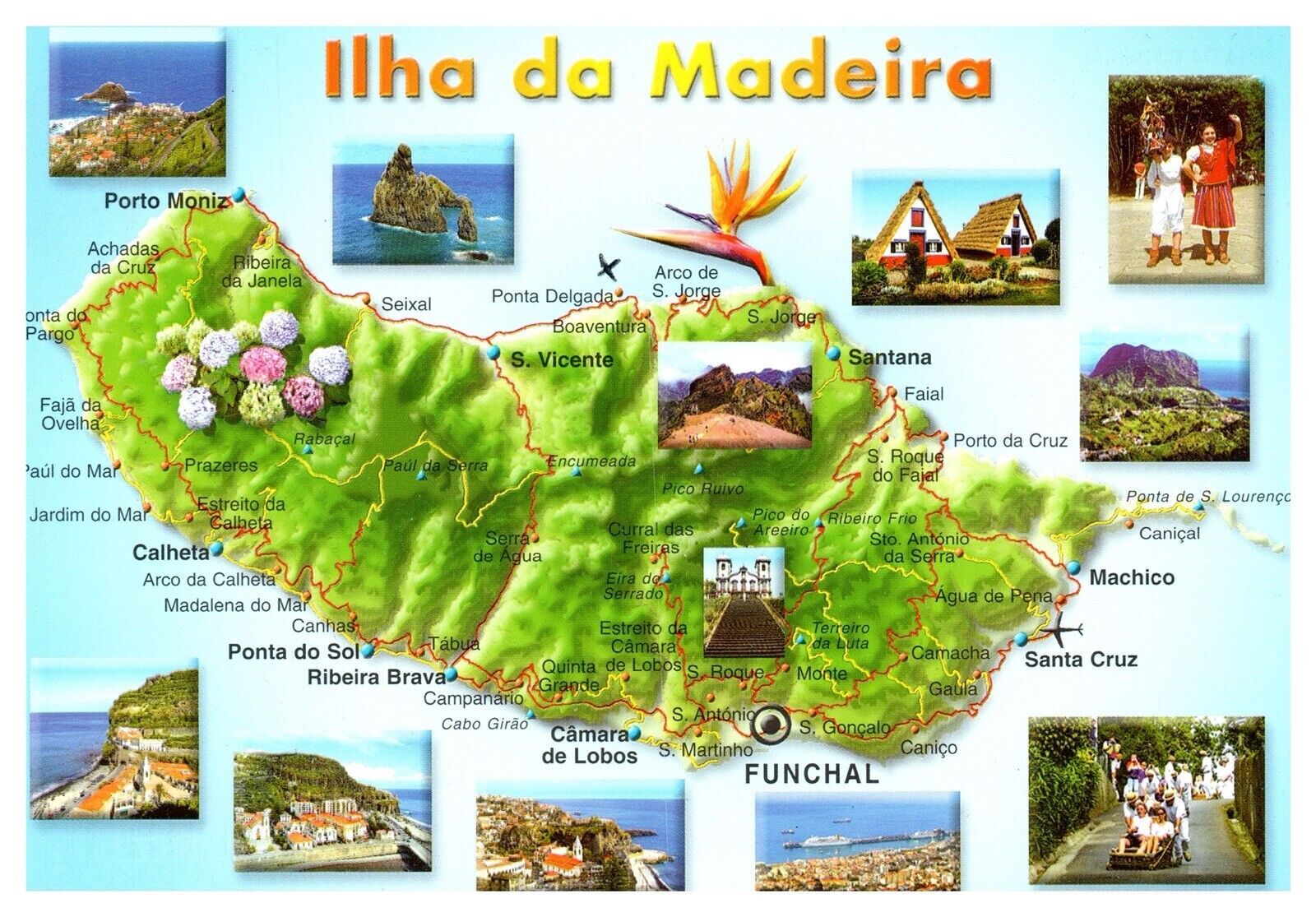 Ilha Da Madeira Multi View Map Porto Moniz Seixal Chrome Postcard ...