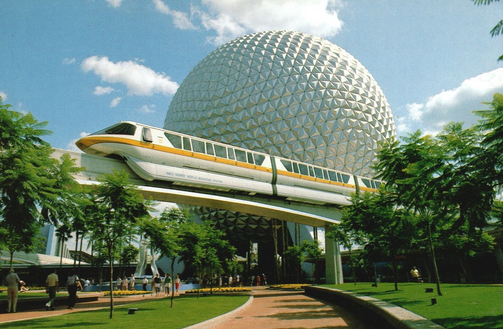 Postcard A Sleek Monorail Circles Spaceship Earth Geosphere Time ...