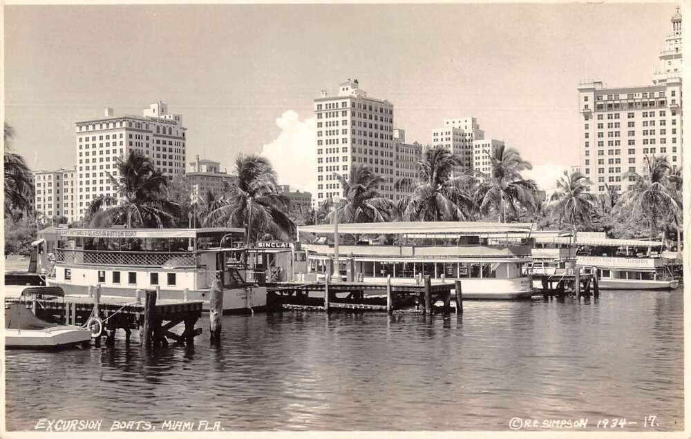 Miami Florida Excursion Boats at Dock Real Photo Postcard AA41241 ...