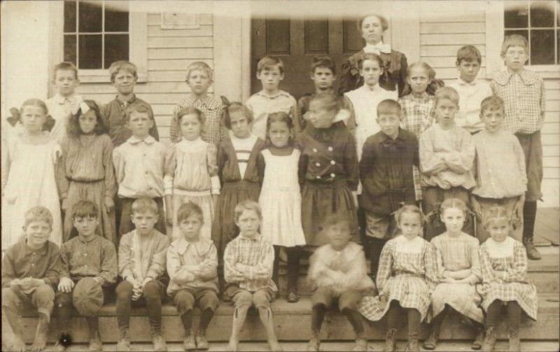 School Class Photo 2 Boys Bare Feet Barefoot c1910 Real Photo Postcard ...