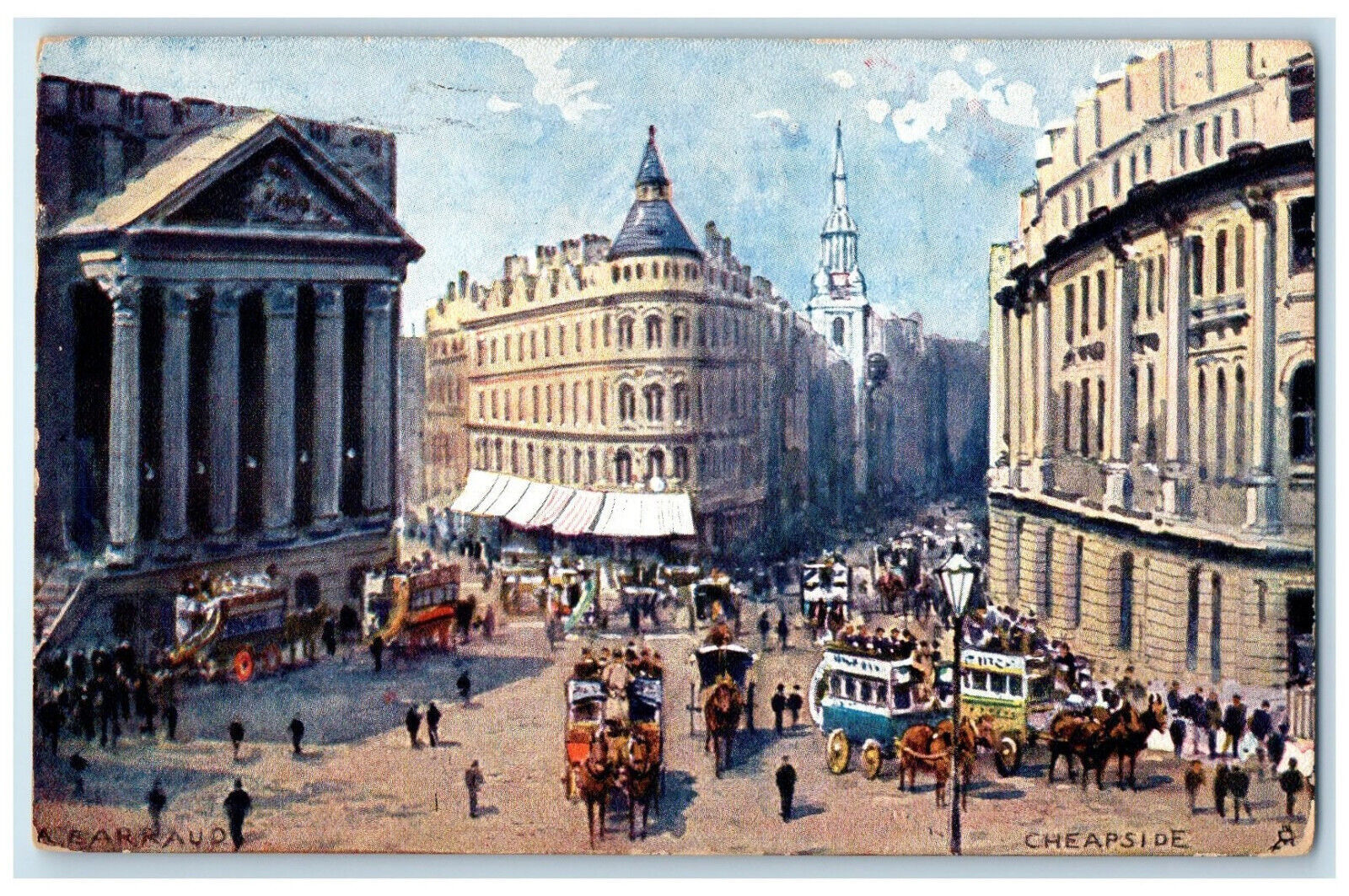 1905 Horse Carriage Street Scene Cheapside London England Tuck Art ...