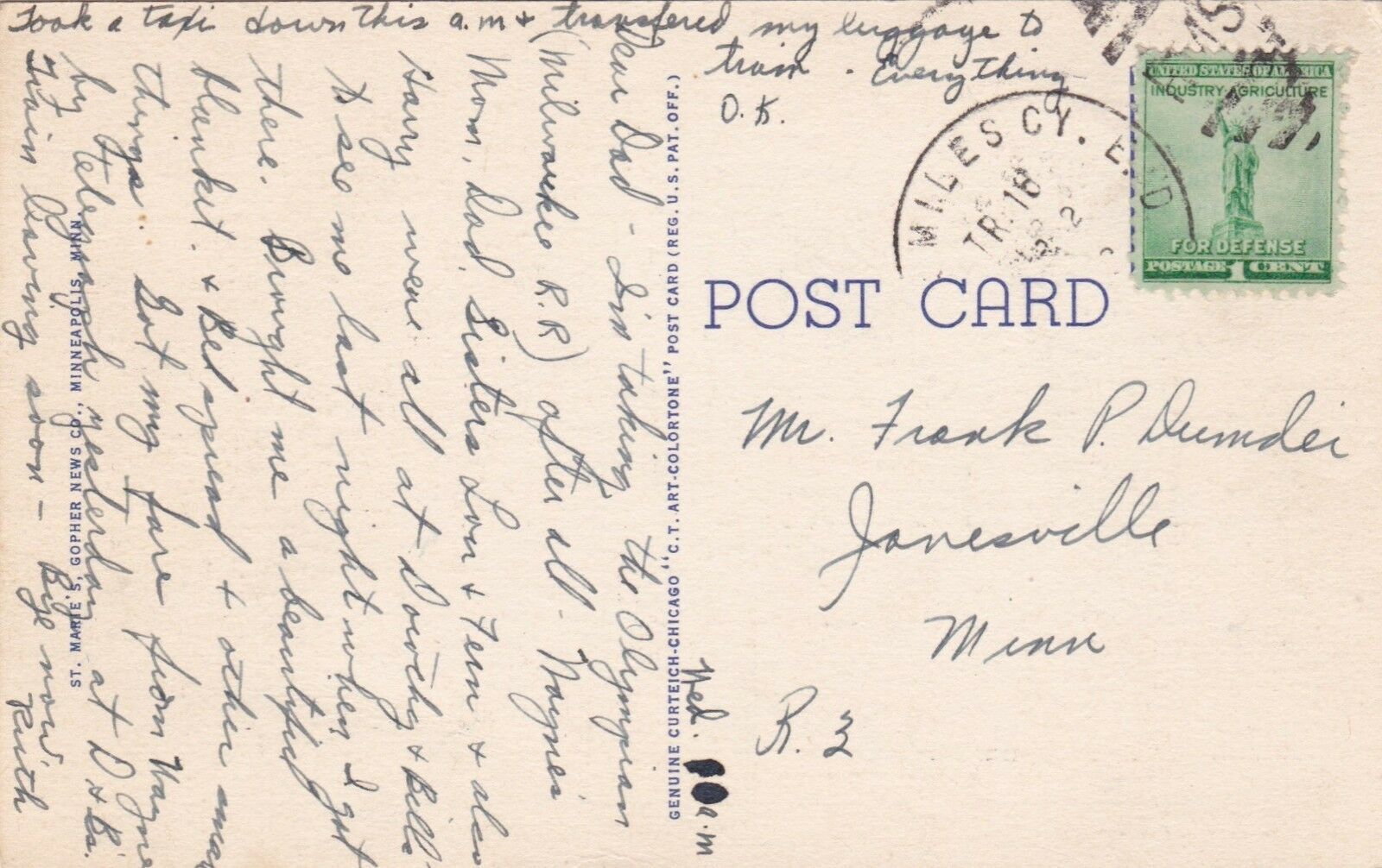 Minnesota Greetings From Minneapolis Large Letter Linen 1942 Curteich ...