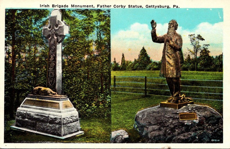 Pennsylvania Gettysburg Irish Brigade Monument & Father Corby Statue ...
