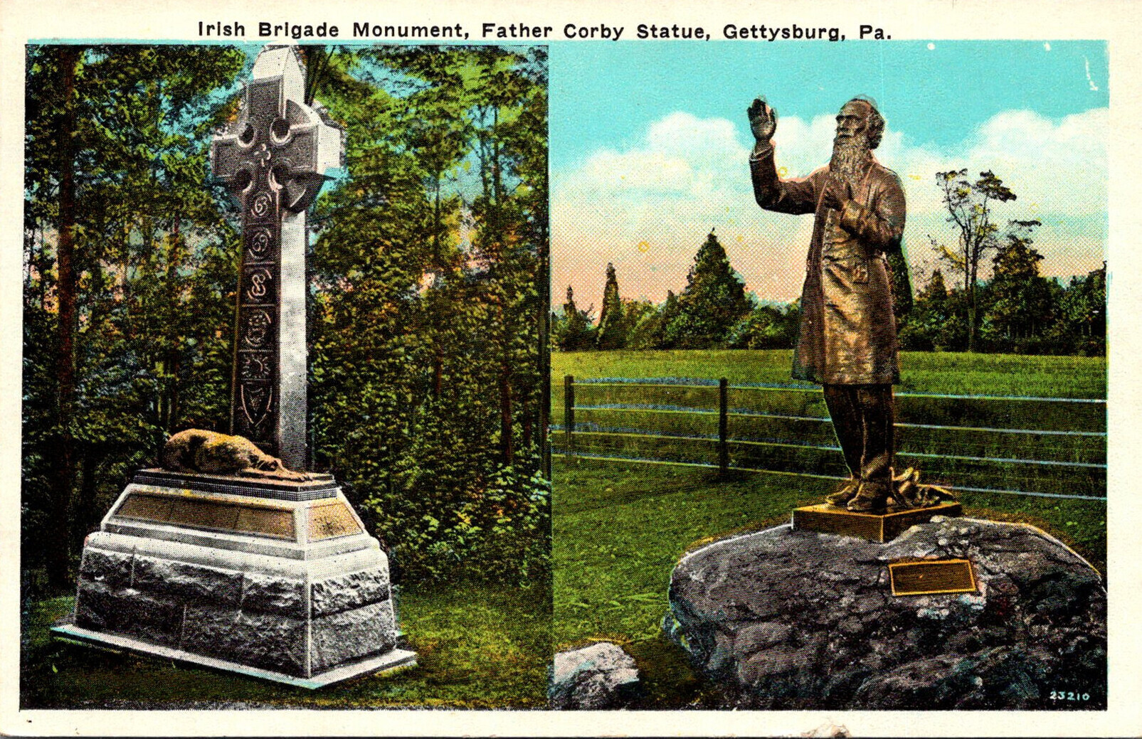 Pennsylvania Gettysburg Irish Brigade Monument & Father Corby Statue ...