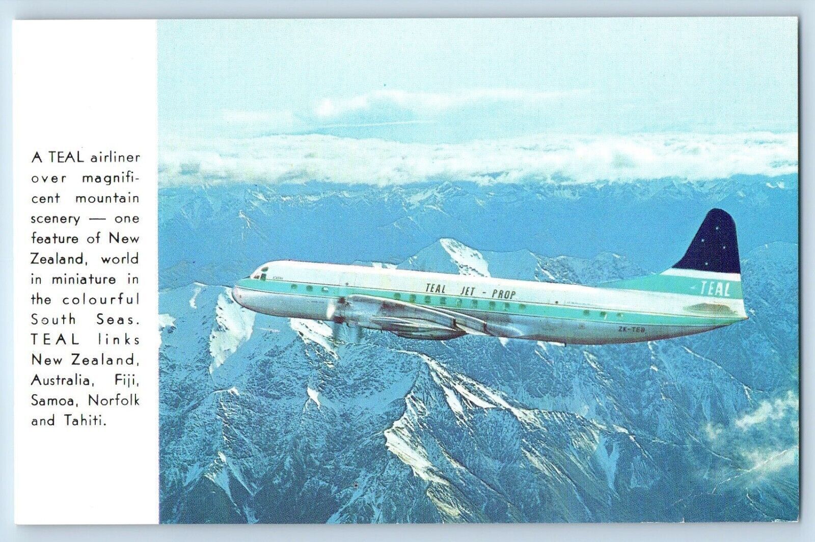 Airplane Postcard Fly Teal New Zealand's International Airline Unposted ...
